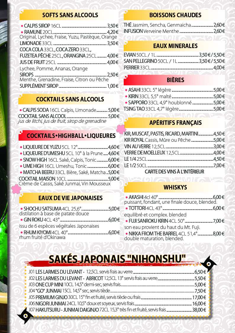 Menu - Sushi Boat Montpellier • Restaurant Japonais à Montpellier : à ...